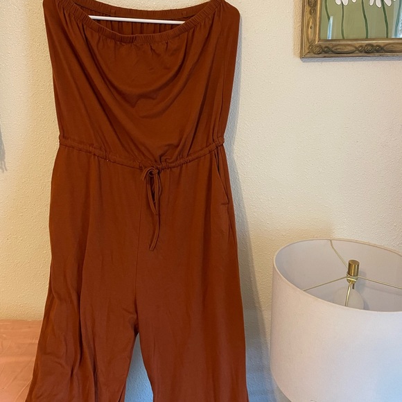 Pants & Jumpsuits | Rust Colored Strapless Jumpsuit | Poshmark